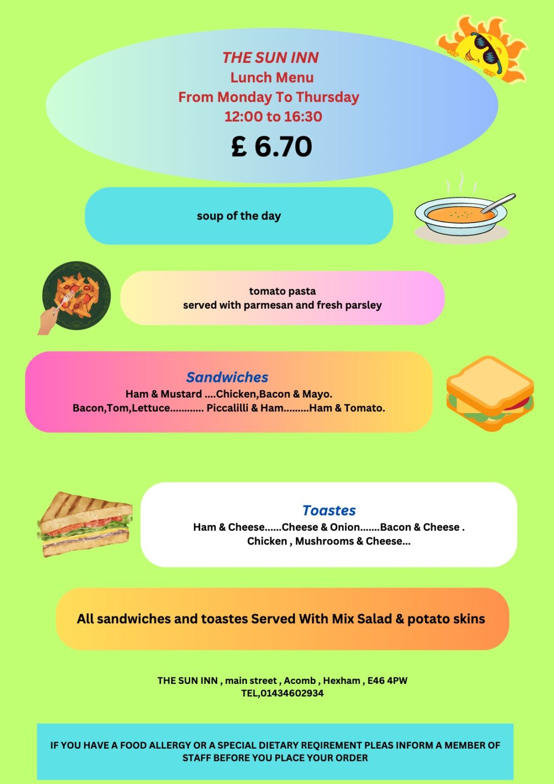 Menu | Sun Inn